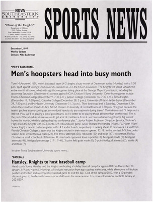 "NSU Sports News - 1997-12-01 - Weekly Update - Men's Basketball; Baseb ...